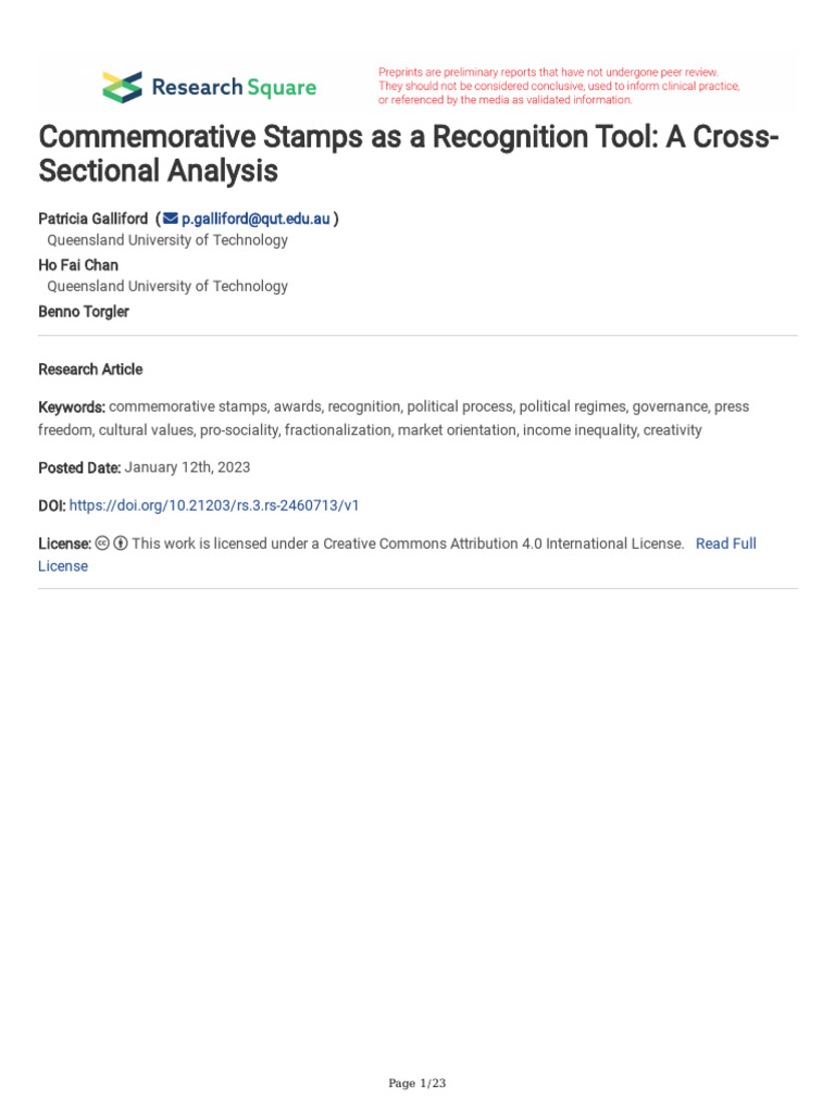 Commemorative Stamps As A Recognition Tool A Cross | PDF | Postage Stamp