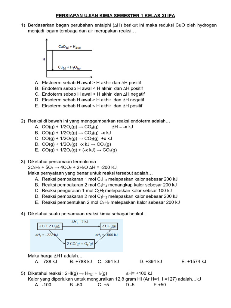Soal Ujian Kimia Kelas XI IPA | PDF