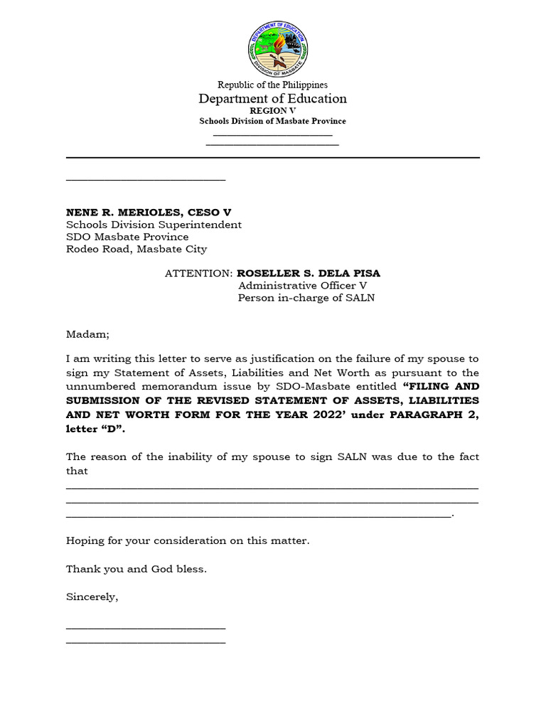 Justification for SALN Signature Failure | PDF