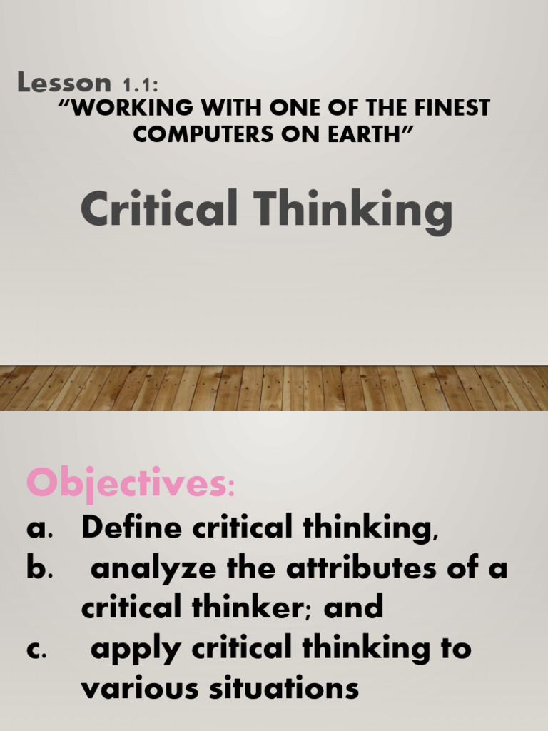 ENG-2-lesson-1_Critical-Thinking | PDF | Thought | Critical Thinking