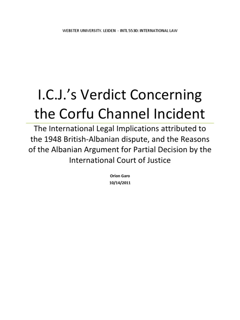The Corfu Channel Dispute - ICJ's 1st Case | PDF | Albania | Naval Mine