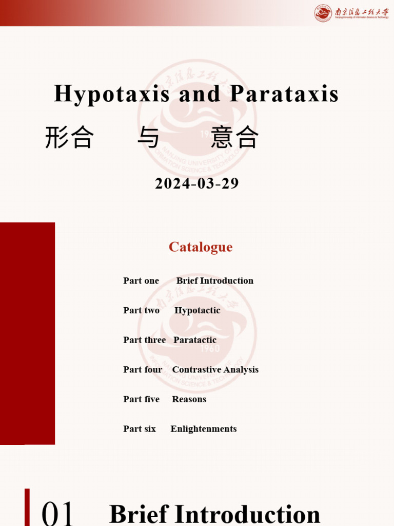 U4 Hypotaxis and Parataxis | PDF | English Language | Word
