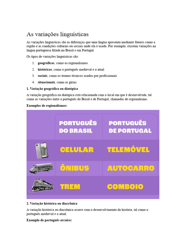 As variações linguísticas | PDF | Linguística | Gramática