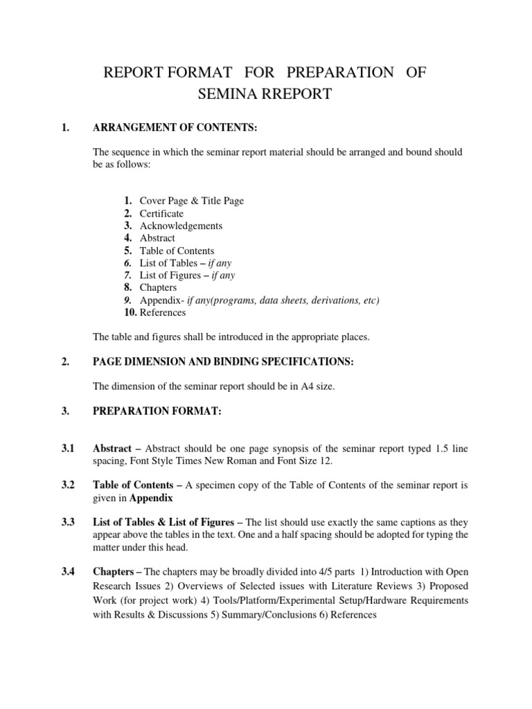 Seminar Report Format | PDF | Abstract (Summary)
