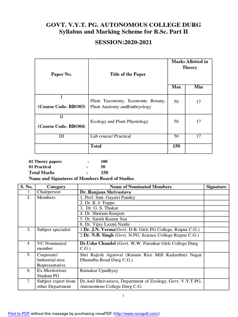 B.Sc. 2nd Year Botany Syllabus 2021 | PDF | Ecology | Plants