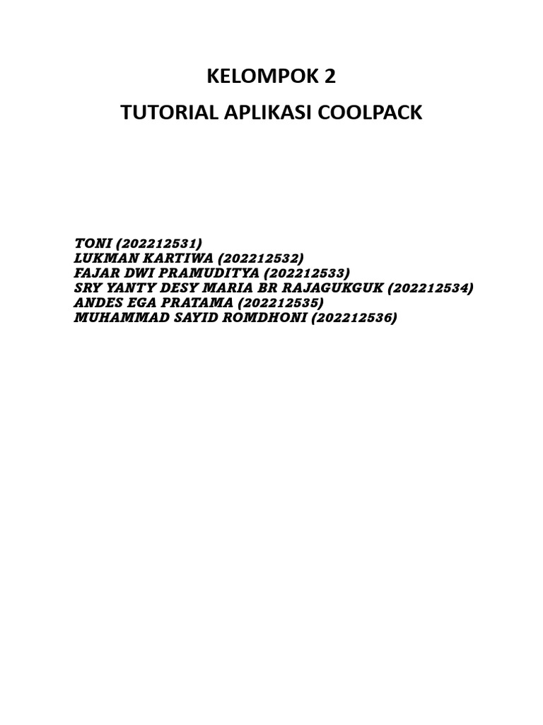 KELOMPOK 2 - TUTORIAL COOLPACK | PDF