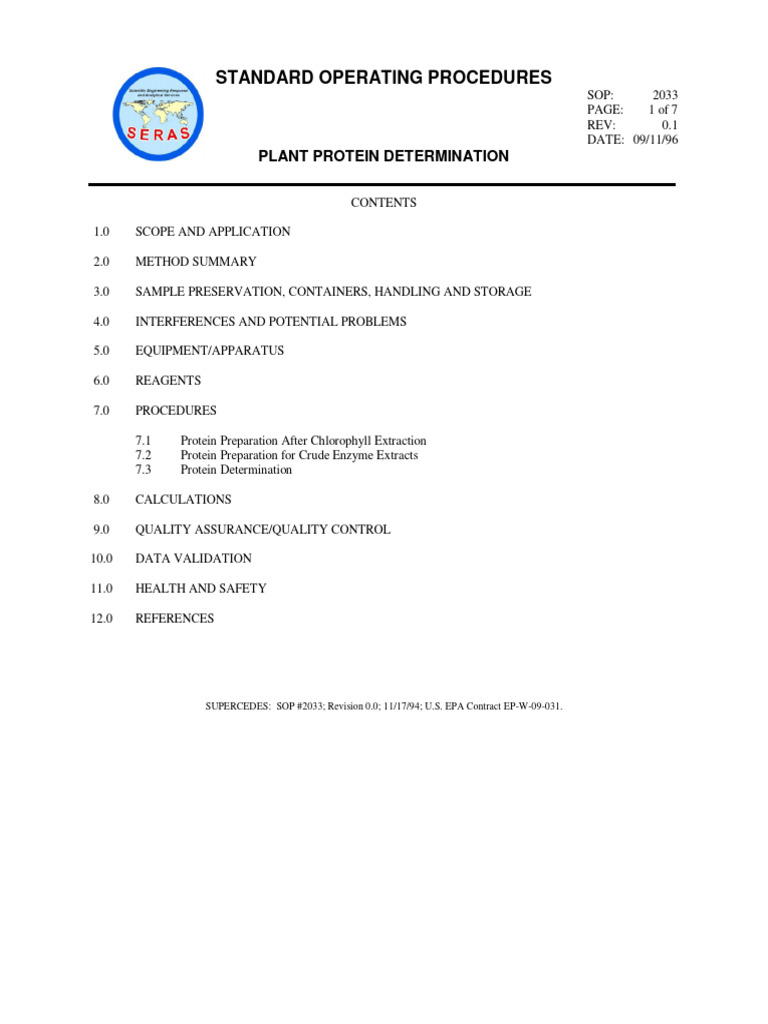Standard Operating Procedures: Plant Protein Determination | Download ...