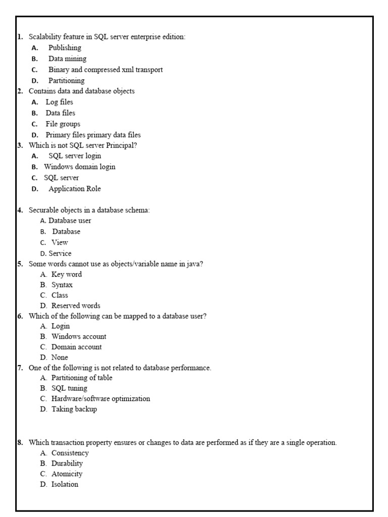 Database Administration Level IV Theory Exam 3 | PDF | Databases | Microsoft Sql Server