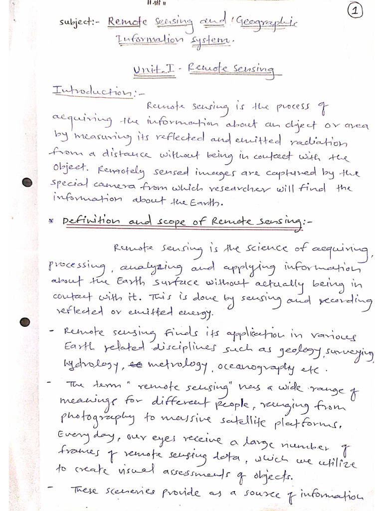 RSGIS Unit 1 Notes | PDF