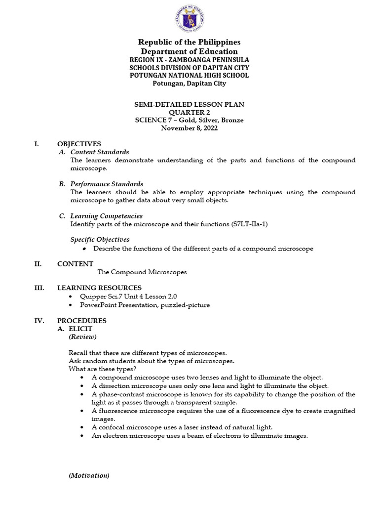 SDLP Nov8 The Compound Microscope | PDF | Microscope | Fluorescence Microscope