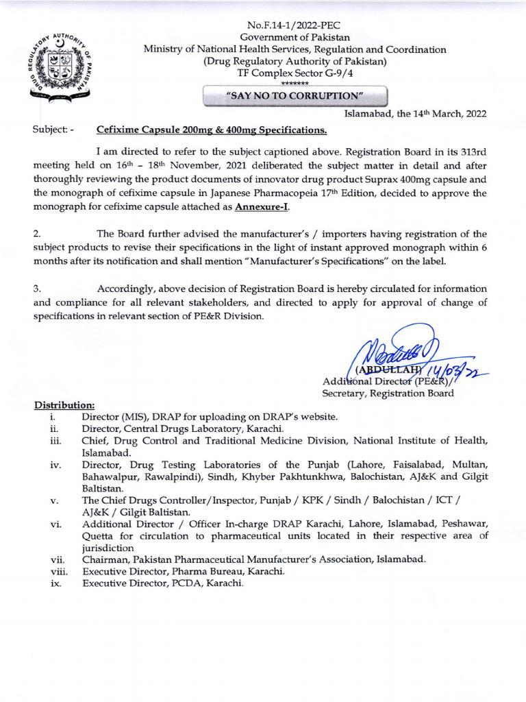Cefixime Capsule Monograph Approval | PDF | Chromatography | Ph