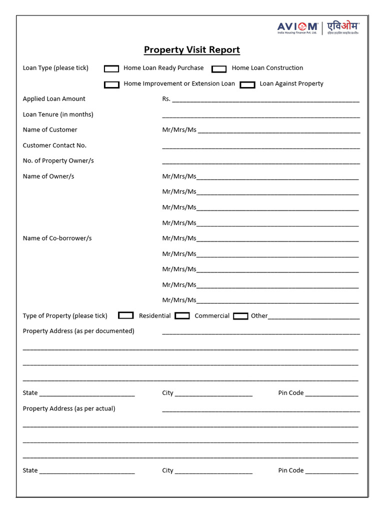 Property Visit Report | PDF | Loans