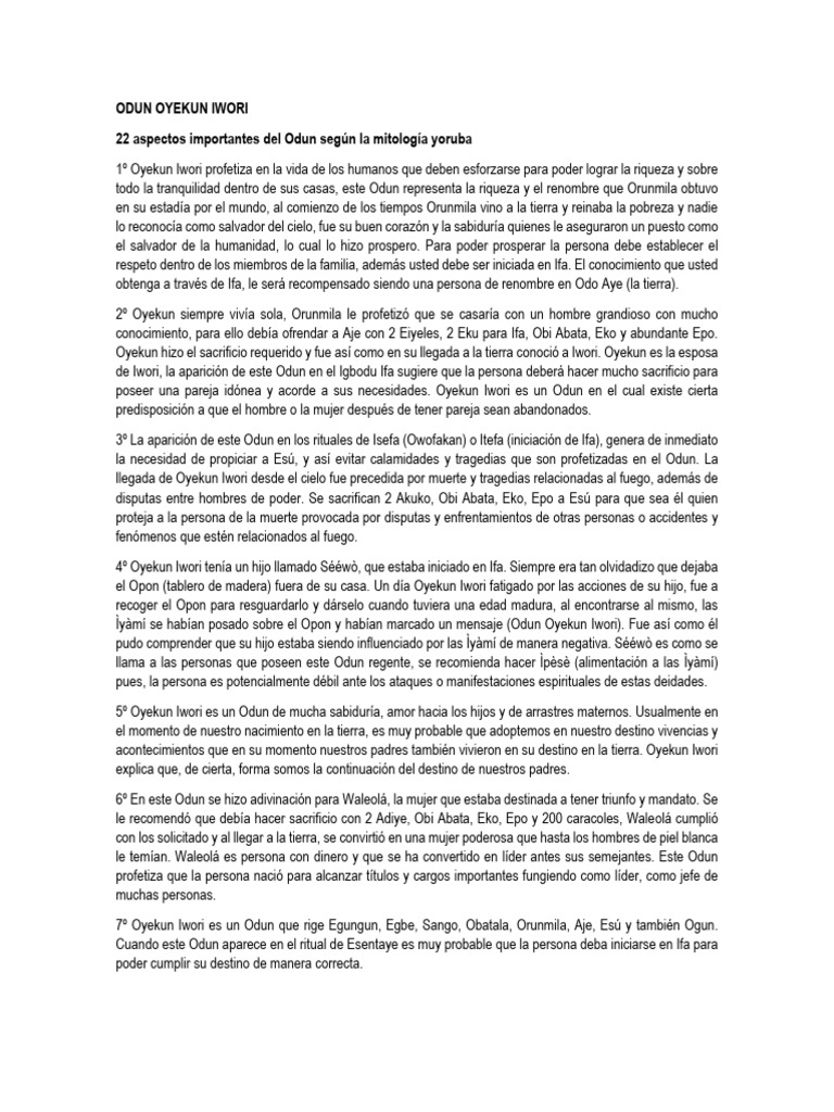 ODUN Oyekun Iwori | PDF | Creencia religiosa y doctrina | Religión étnica