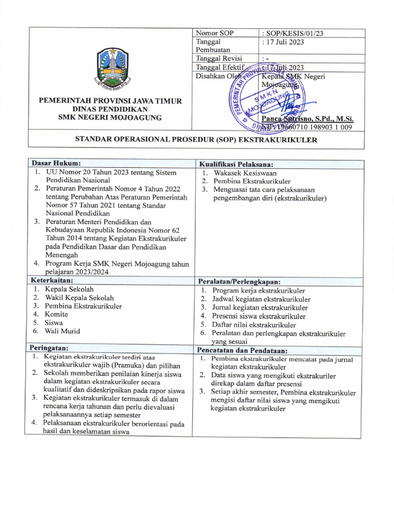 Sop - SMK Negeri Mojoagung | PDF