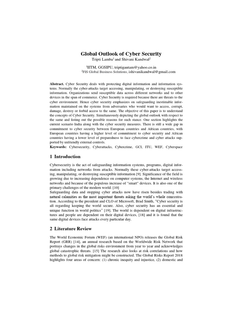 Global Cyber Security Landscape Analysis | PDF | Security | Computer Security