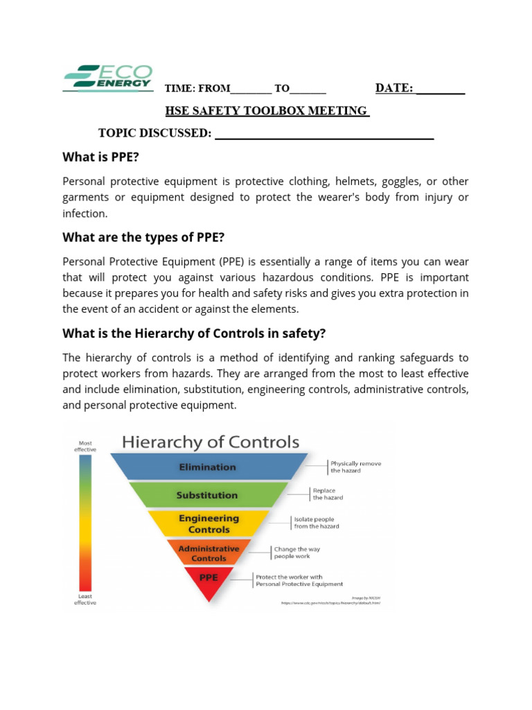 2ND TOOLBOX MEETING PPE | PDF | Personal Protective Equipment | Labor Relations