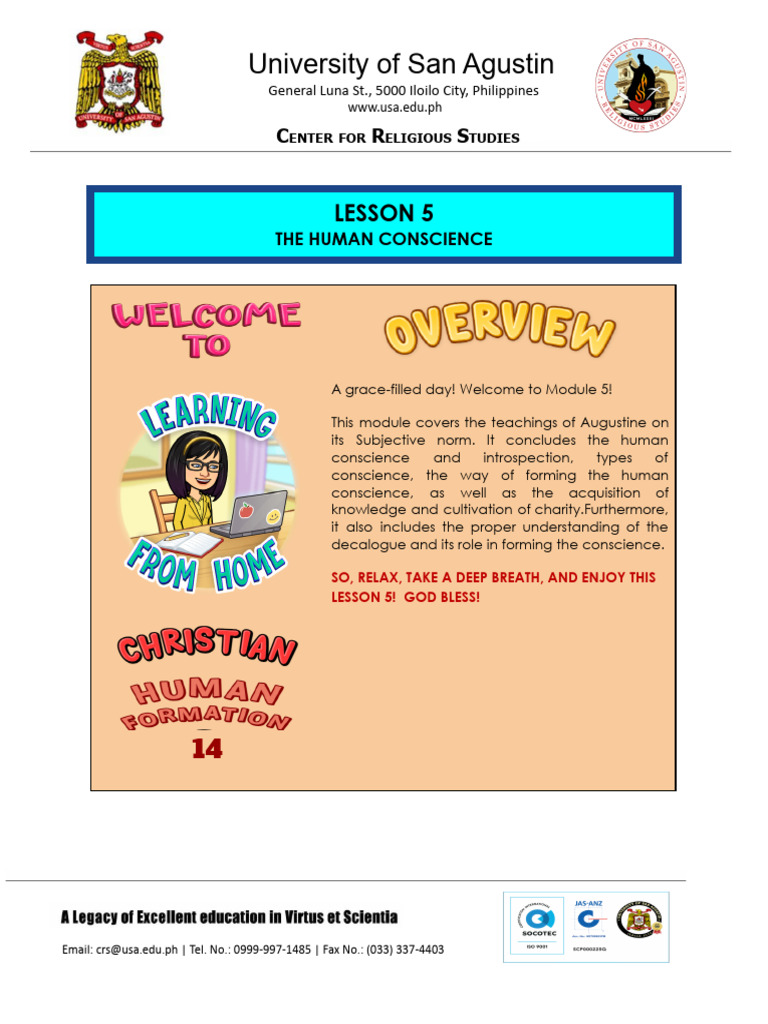 CHF 14 Lesson 5 | PDF | Conscience | Augustine Of Hippo