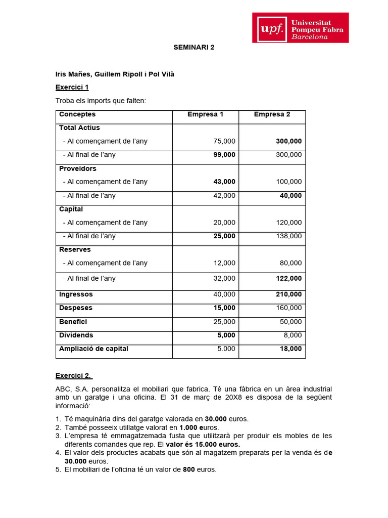 Seminari 2 Compta | PDF