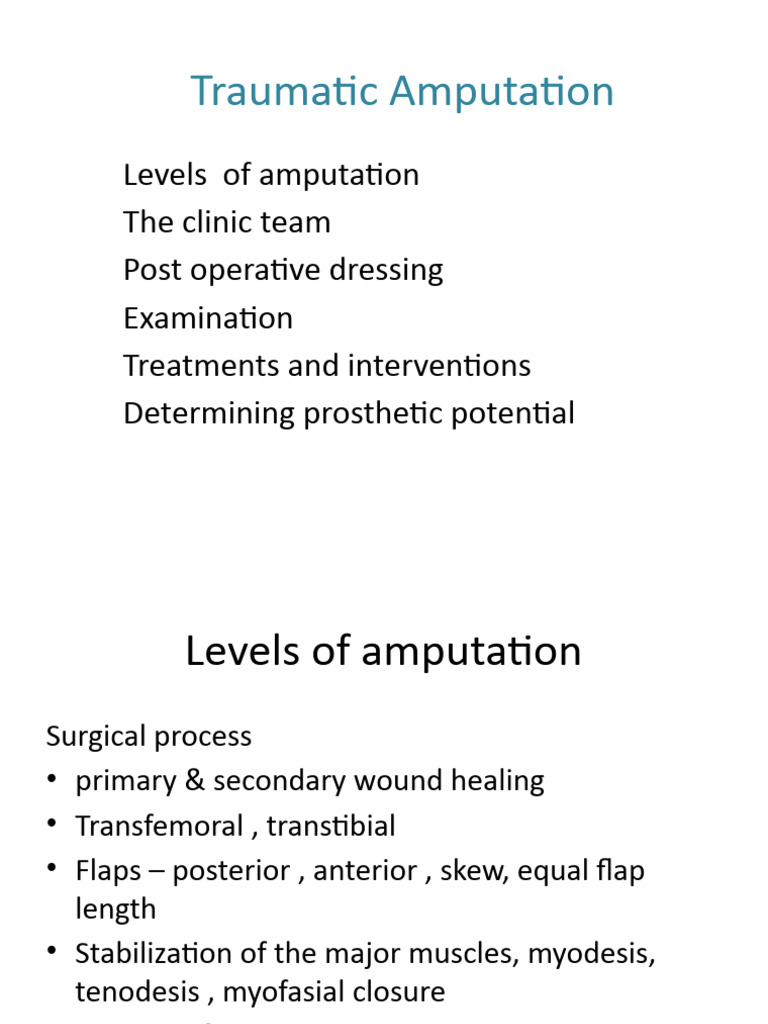 Traumatic Amputation | PDF | Amputation | Prosthesis