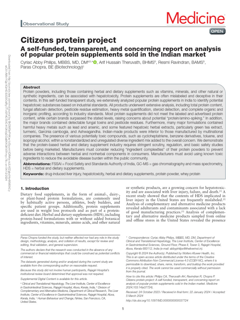 Citizens Protein Project a Self Funded,.15 | PDF | Dietary Supplements