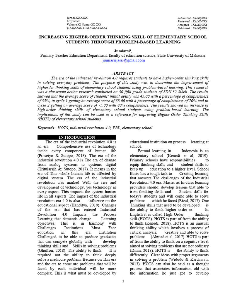 Penerapan Model Project Based Learning Untuk Meningkatkan Kemampuan ...