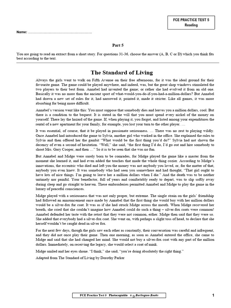 FCE Practice Test 5 Reading Guide | PDF | Pinniped