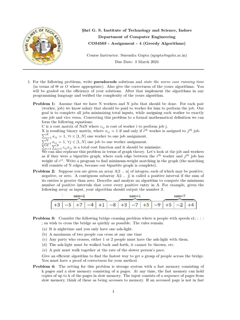 Greedy Algorithms Assignment Solutions | PDF | Applied Mathematics | Algorithms