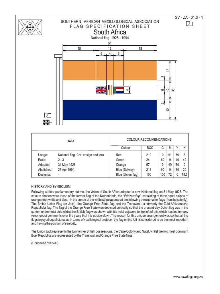 South Africa - National 1928-1994 - Sheet 1 | PDF | Flag | National Symbols