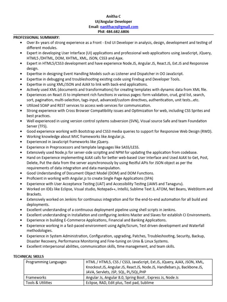 Anitha UI Resume | PDF | Ajax (Programming) | Document Object Model Anitha UI Resume | PDF | Ajax (Programming) | Document Object Model