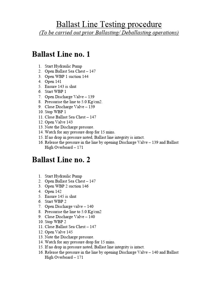 Ballast Line Testing Procedure | PDF