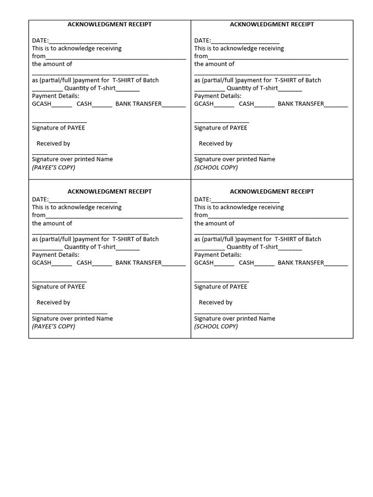 Acknowledgment Receipt | PDF | Payments | Receipt