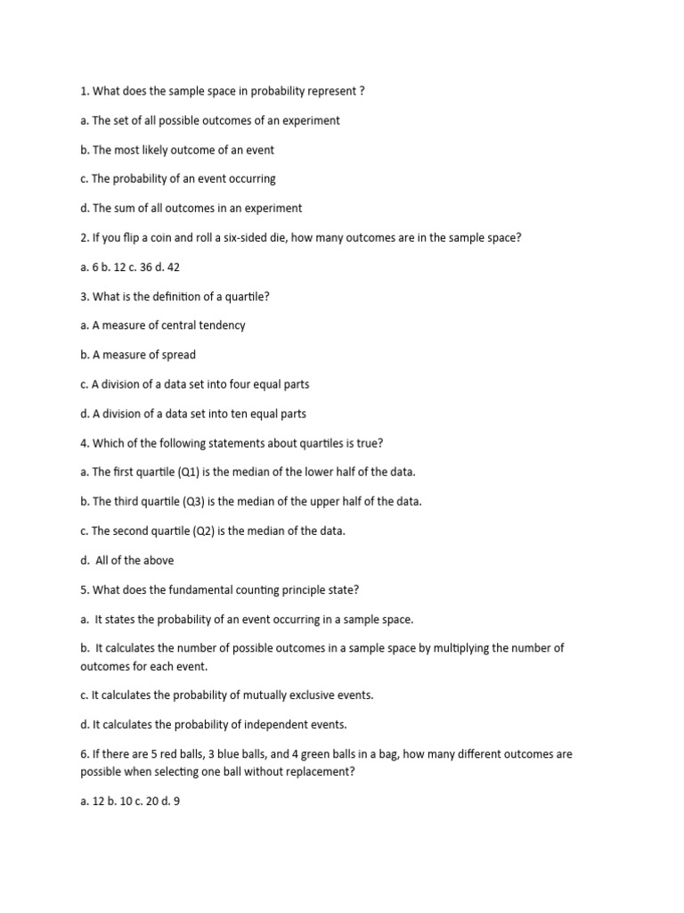 MATH 10 DRAFT EXAM | PDF | Percentile | Probability