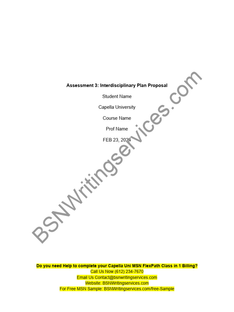 Nurs FPX 4010 Assessment 3 Interdisciplinary Plan Proposal | PDF ...