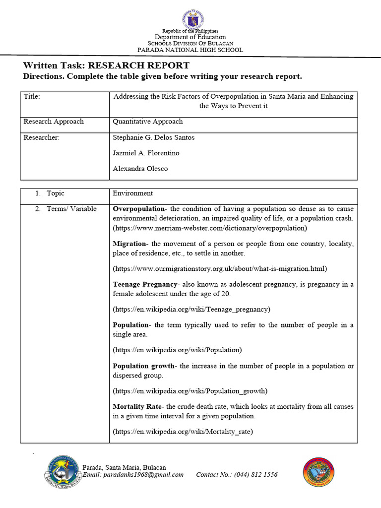 Research Report Title Presentation 2 | PDF | Human Overpopulation ...