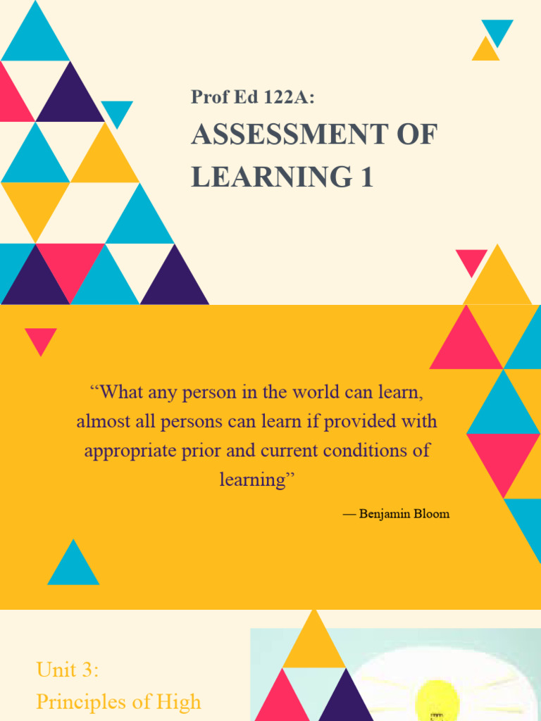 ProfEd122A - Unit 3 - Lesson 1 2 | PDF | Educational Assessment | Learning