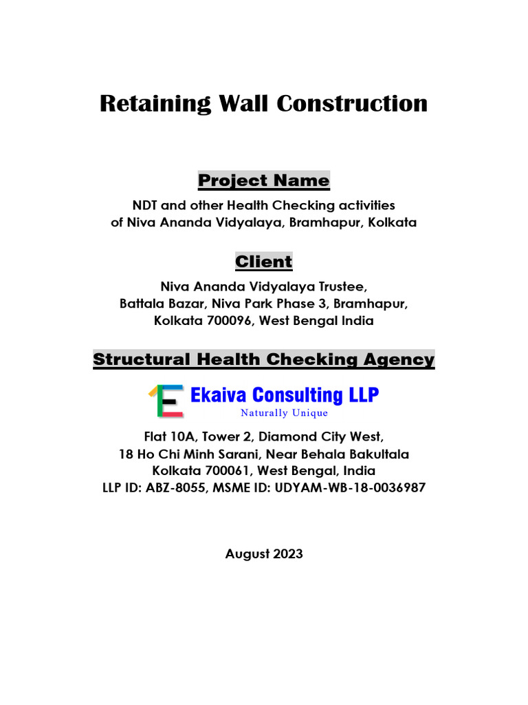 Retaining Wall Construction at Niva Ananda | PDF | Strength Of ...