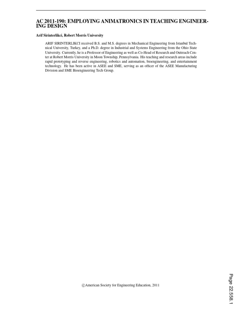 Employing Animatronics in Teaching Engineering Design | Download Free ...