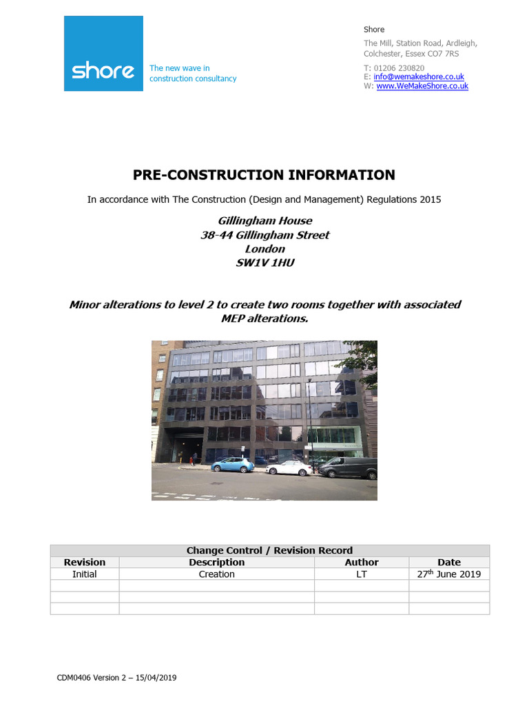 Pre-Construction Information Gillingham House 5860 | PDF | Occupational ...