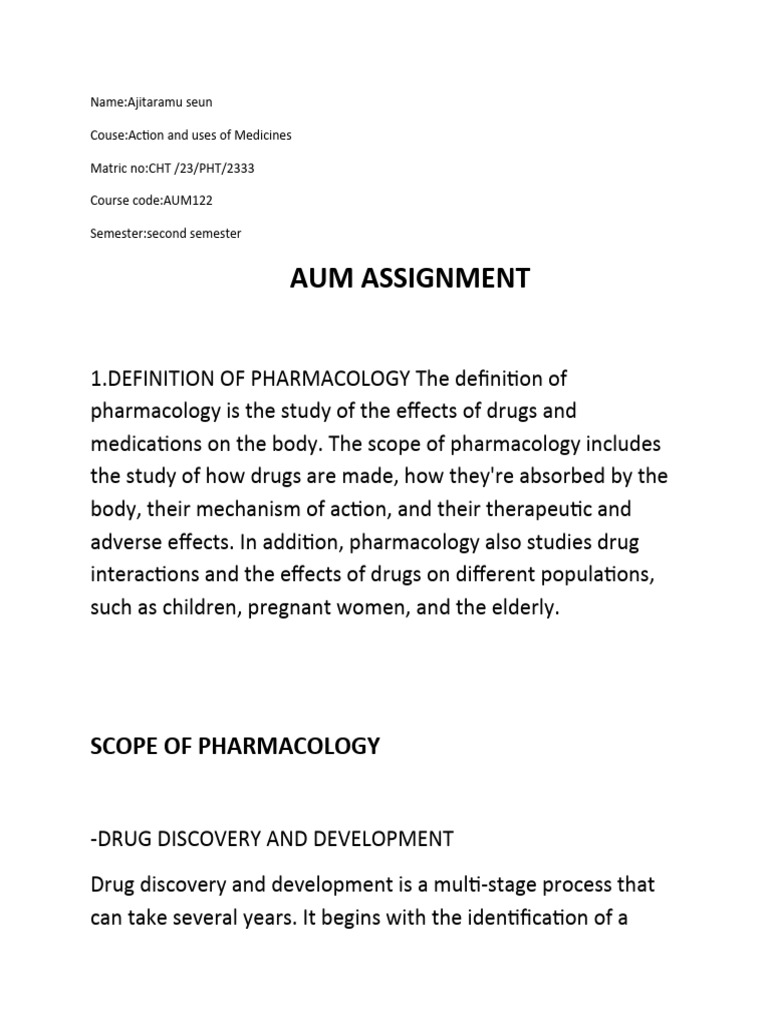 Ajitaramu Seun..aum Assignment 2ND Semester | PDF | Pharmacology | Pharmacy