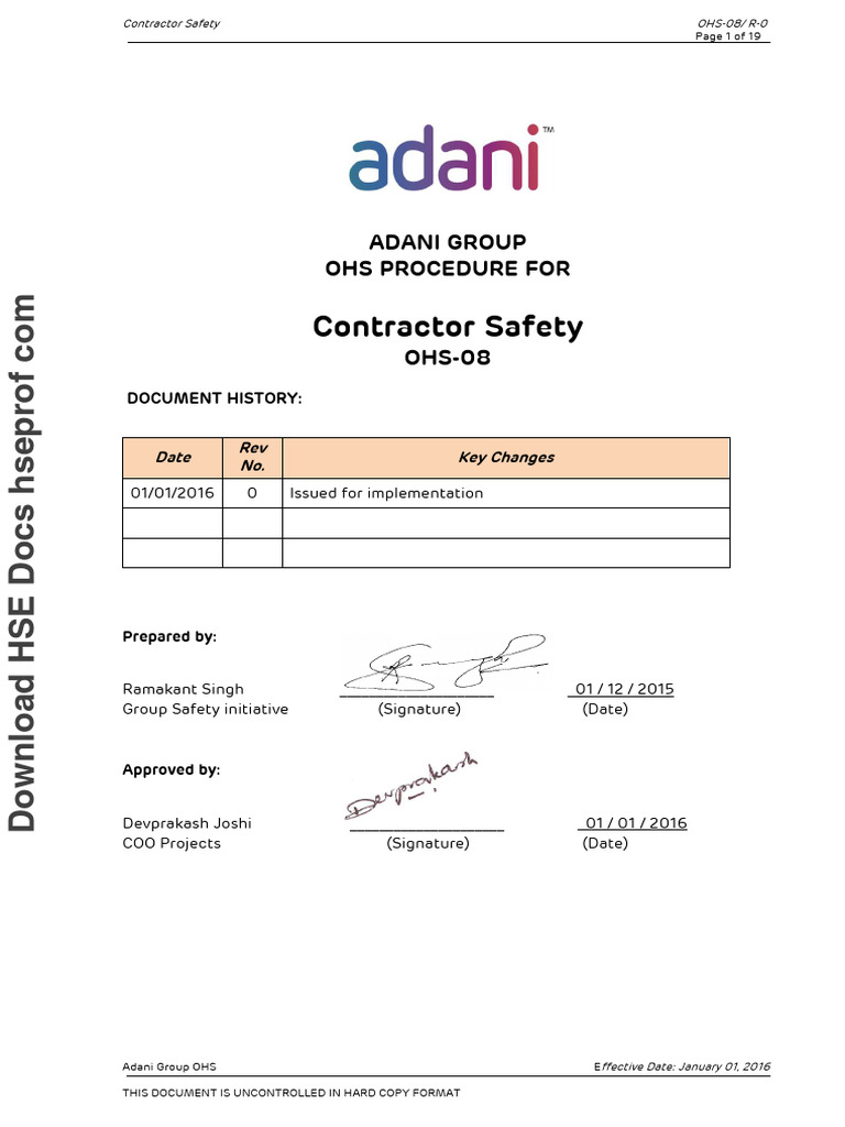 Contractor Safety Adani | PDF | Employment | Regulatory Compliance