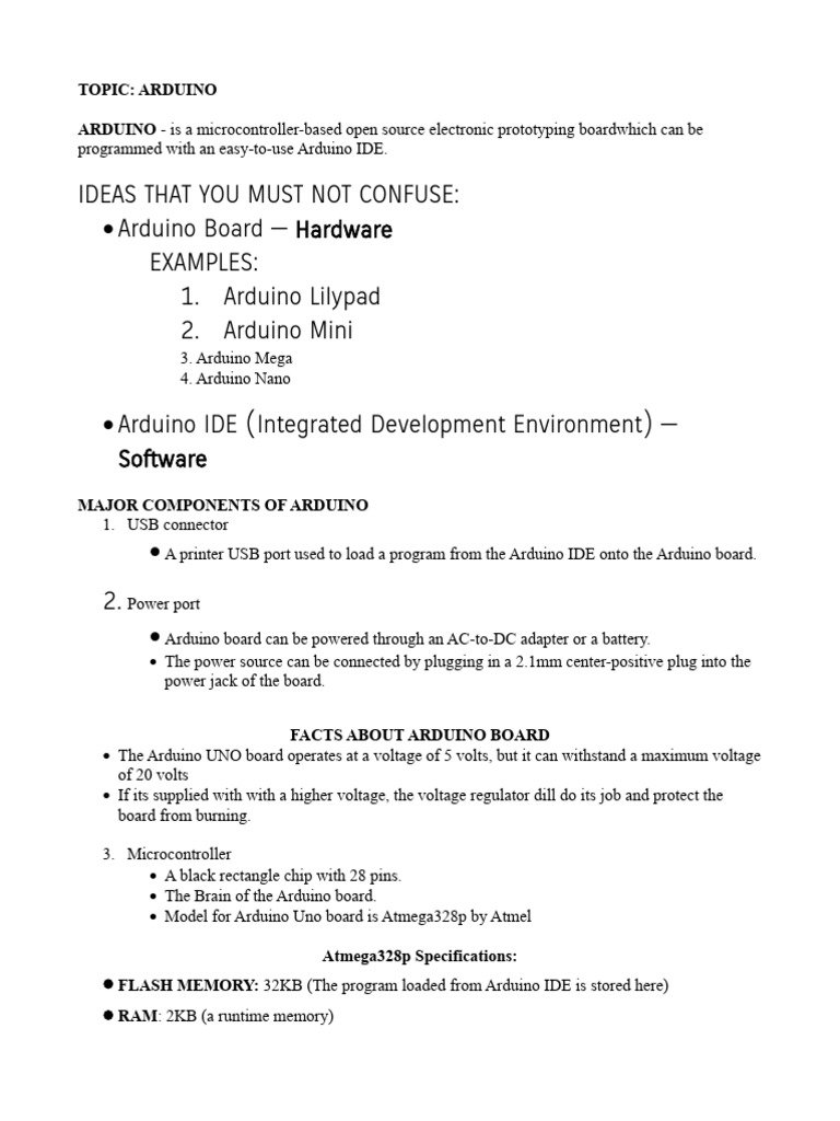 Arduino Reviewer From Pdf Arduino Computer Science 