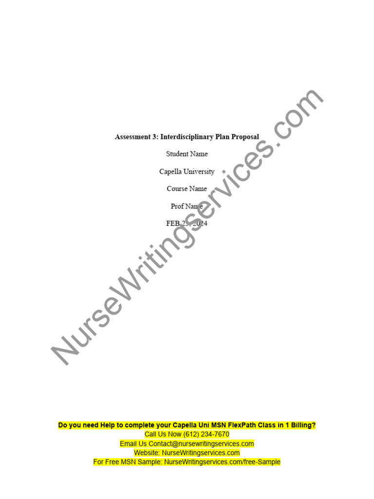 Nurs FPX 4010 Assessment 3 Interdisciplinary Plan Proposal | PDF ...