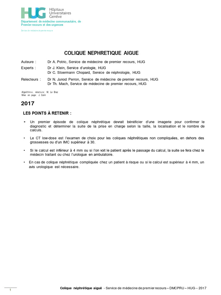 Prise en charge de la colique néphrétique | PDF | Appareil urinaire ...