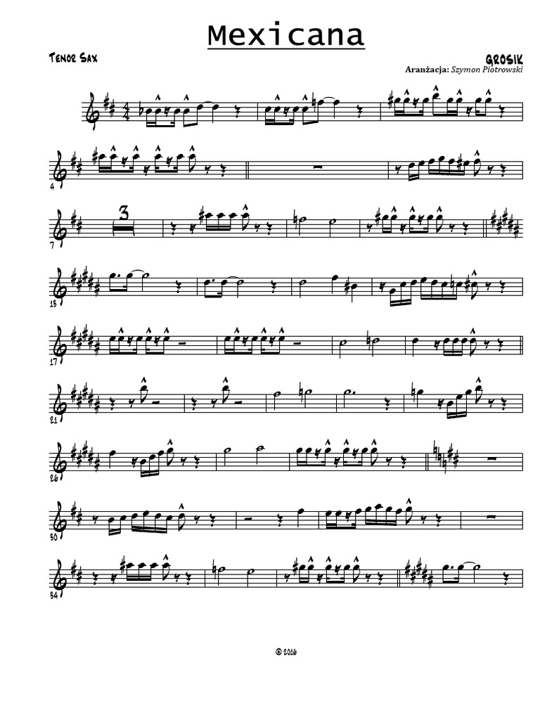 Mexicana - Tenor Sax | PDF