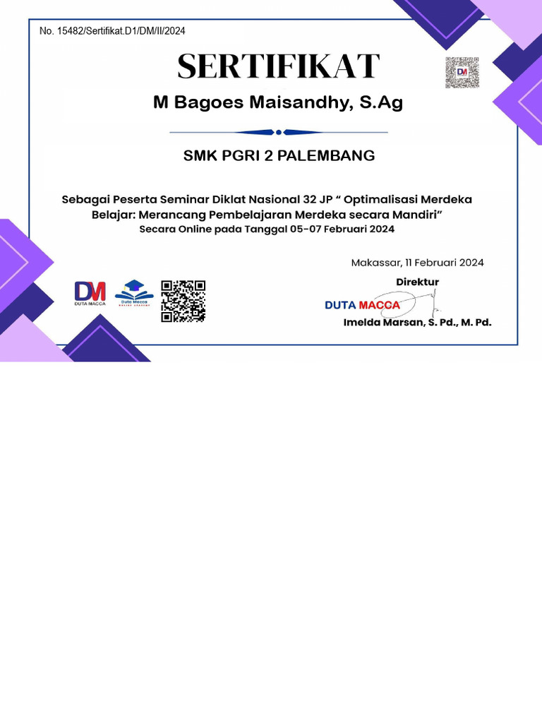 M Bagoes Maisandhy, S.Ag - SMK PGRI 2 PALEMBANG | PDF