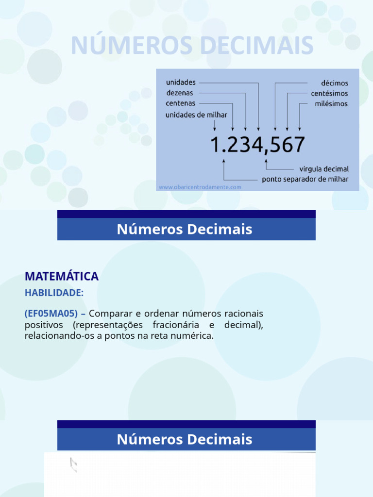 NÚMEROS DECIMAIS | PDF | Decimal | Divisão (Matemática)