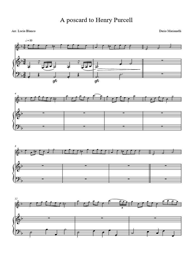 A Postcard to Henry Purcell Sheet Music | PDF