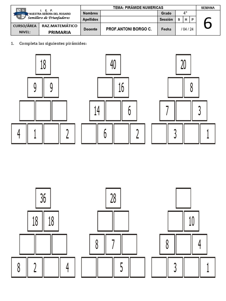 4TO-PIRÁMIDE NUMERICA-RM_NSR | PDF