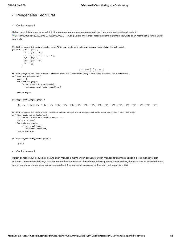 3-Tekrek-M1-Teori Graf - Ipynb - Colaboratory | PDF | Metode & Bahan Ajar