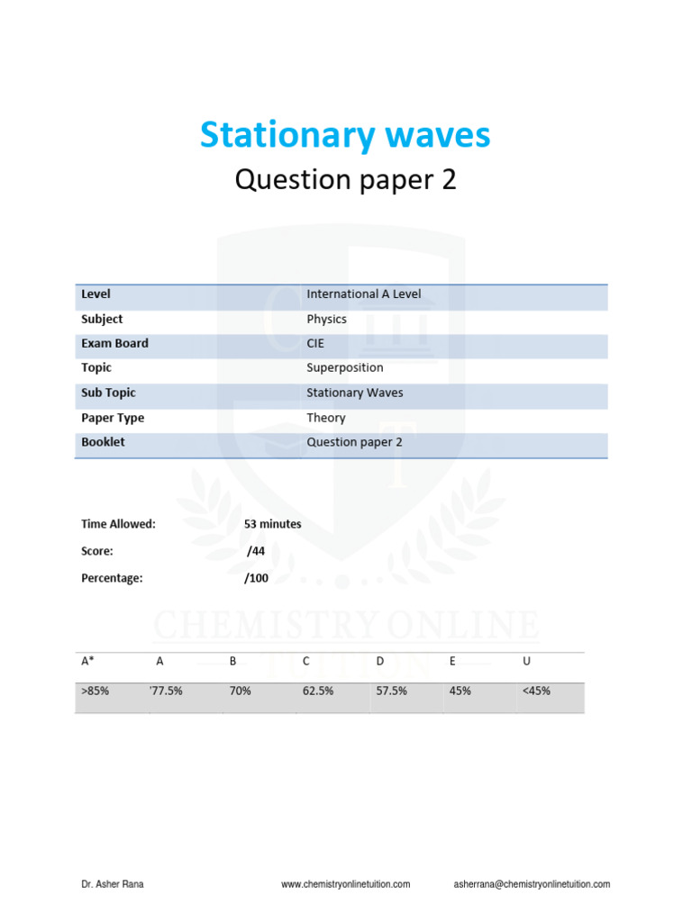 20.2 Stationary Waves-Cie Ial Physics-Qp Theory-Unlocked | PDF | Physics | Waves